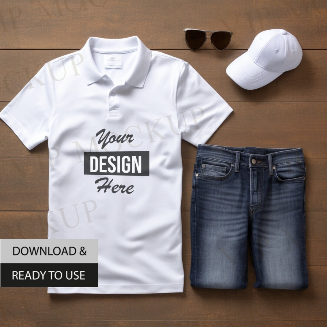 Polo Shirt Mock-up, Men's Polo Shirt Mock-up, White Polo Shirt Mock-up ...