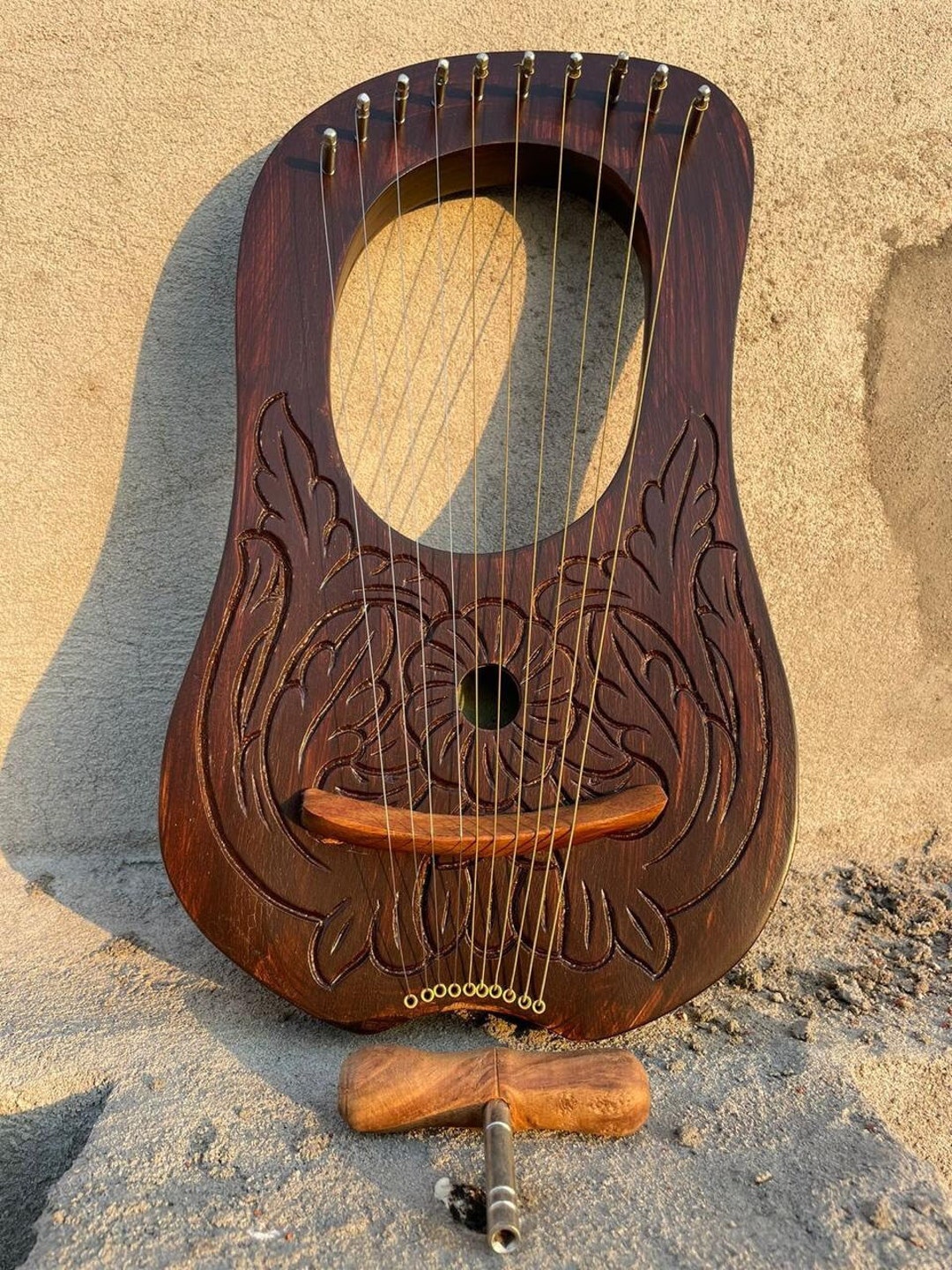 Rosewood Lyre Harp 10 Metal Strings/rosewood Engraved Lyre Harp 10 ...