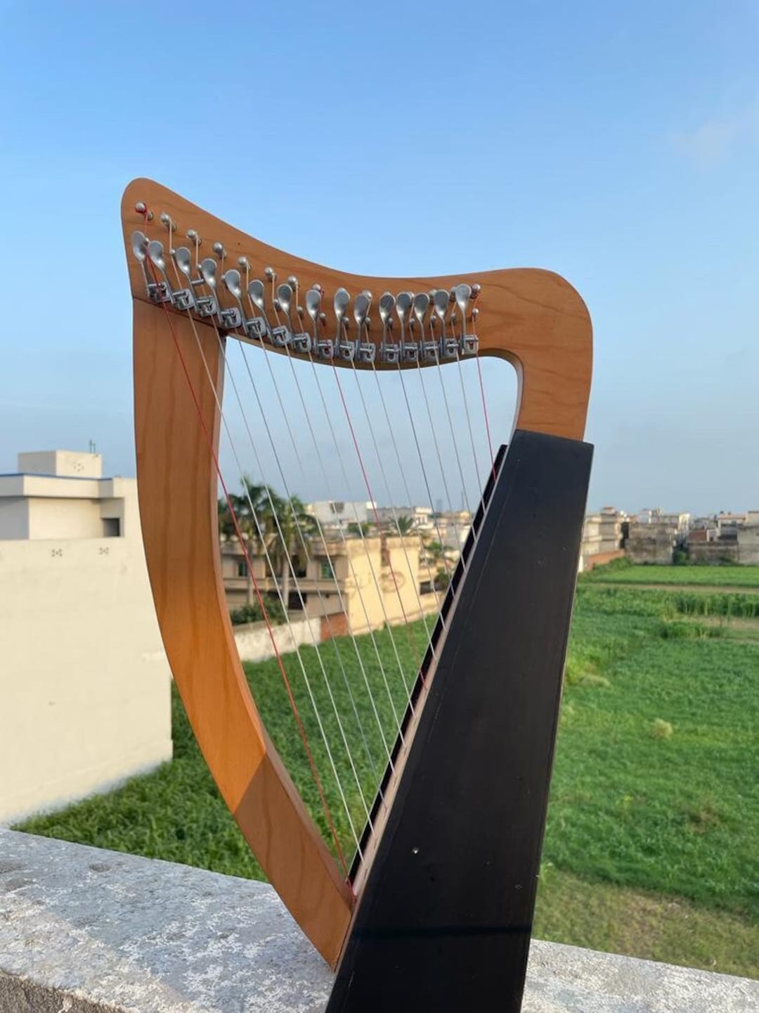 Rosewood Irish Lyre Lever Harp 15 Strings Lever Harp Free Carry Bag ...