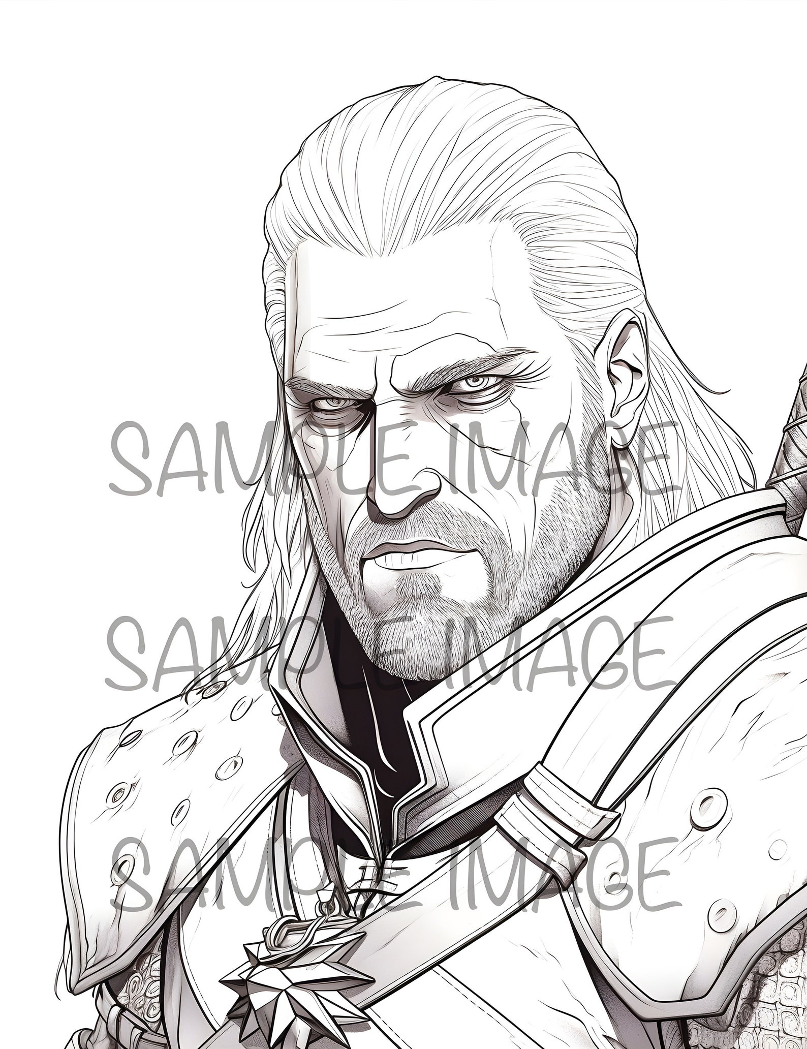 Printable Coloring Page. Fantasy. Witcher. Geralt of Rivia. - Etsy