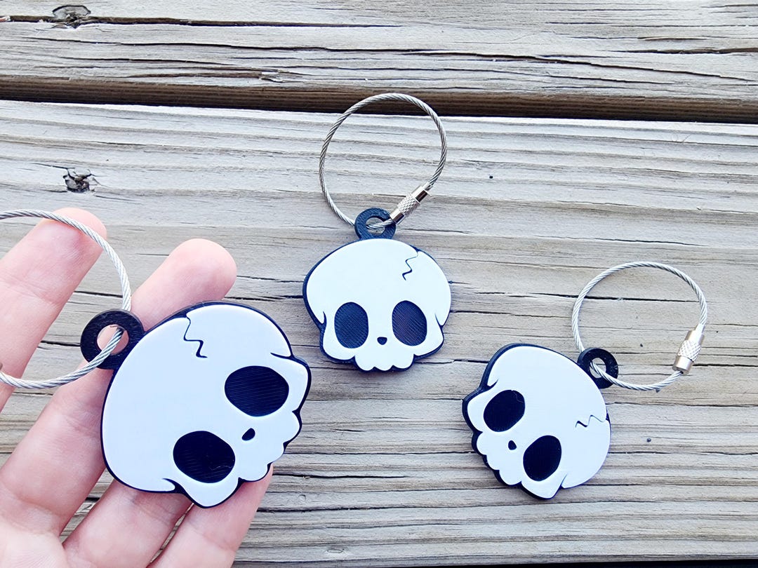 Cute Skull Bag Tag, 3D Printed Bottle Charm, Halloween Keychain ...