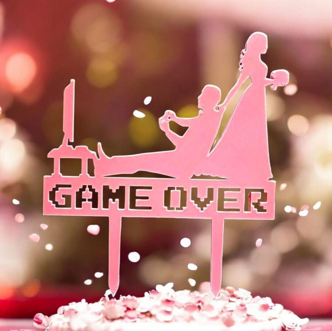 Funny Wedding Cake Topper – Gamer Groom and Bride, 3D Printed “game ...