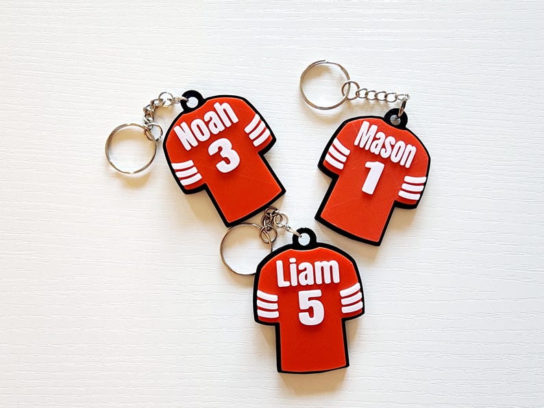 Personalized Football Jersey Keychain: Custom Name & Number, 3D Printed ...