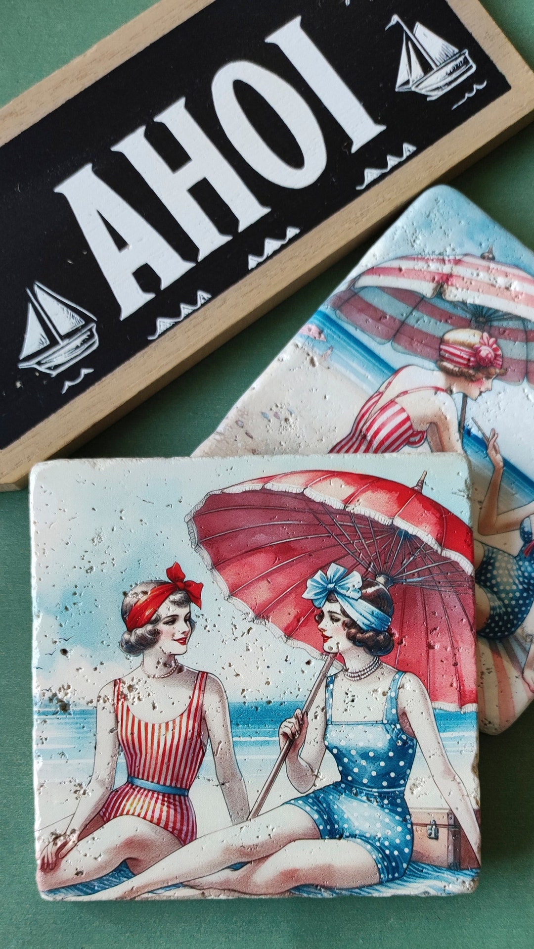 Girlfriends Boho Vintage Travertine Tile Mural Coaster Decoration ...