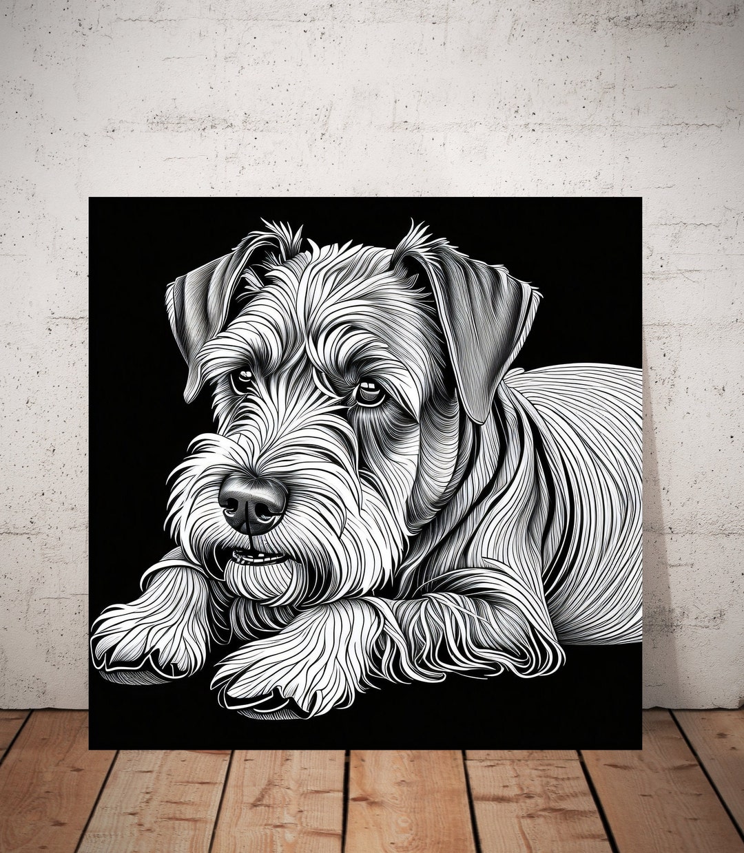 Schnauzer | PRINTABLE | Dog Artwork Black White Decor | Downloadable ...