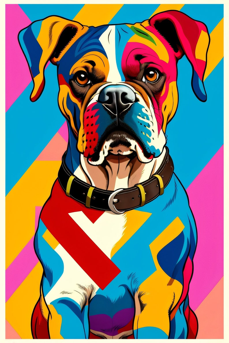 Boxer Dog Artwork Retro Vibrant Artwork - Digital Download - Etsy