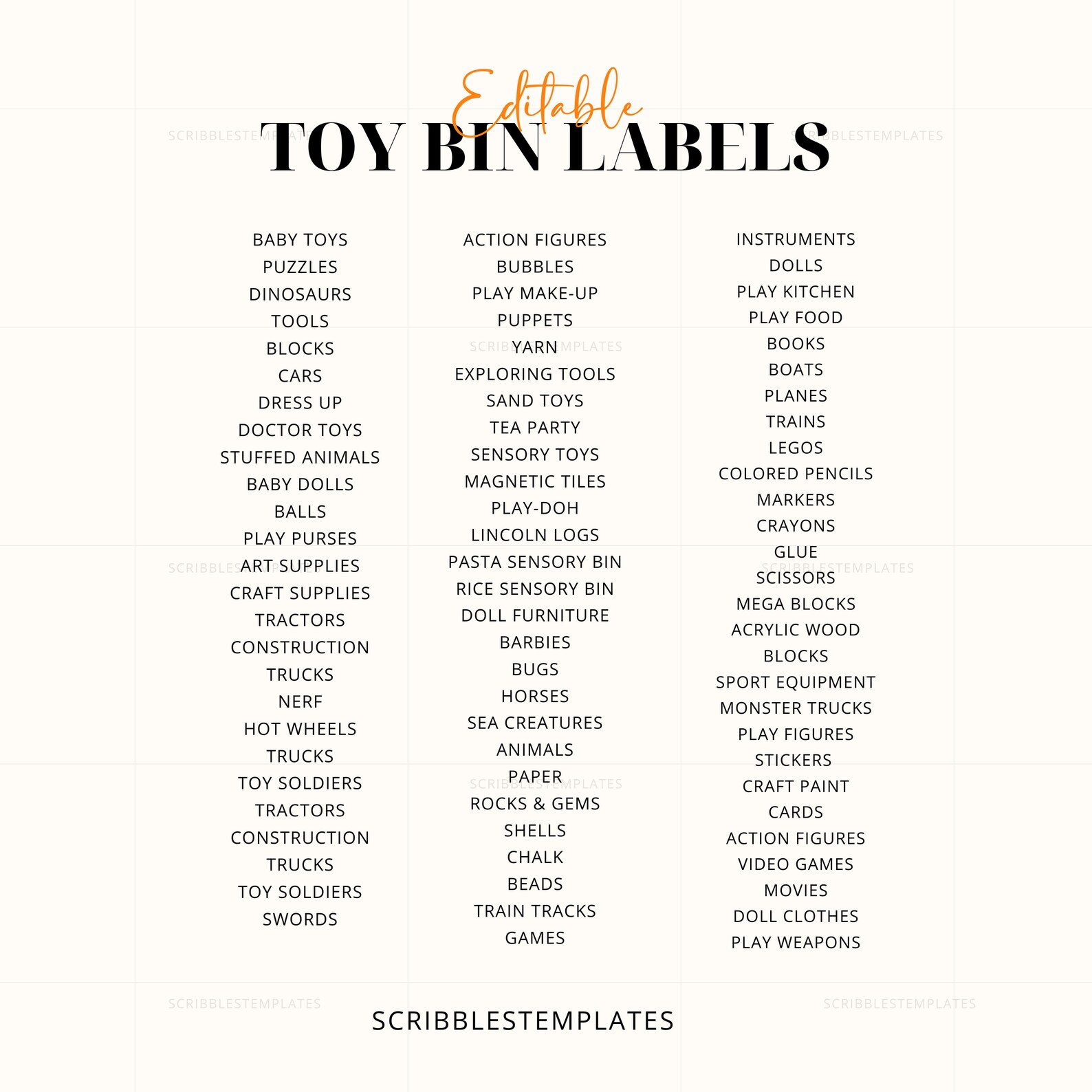 Printable Toy Bin Storage Labels, Homeschool Pre-k Classroom Playroom ...