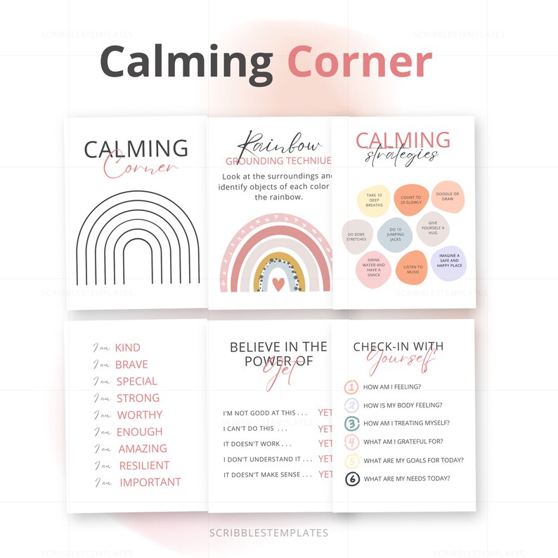 22 Calm Down Corner Posters Sign Kit calming Corner - Etsy