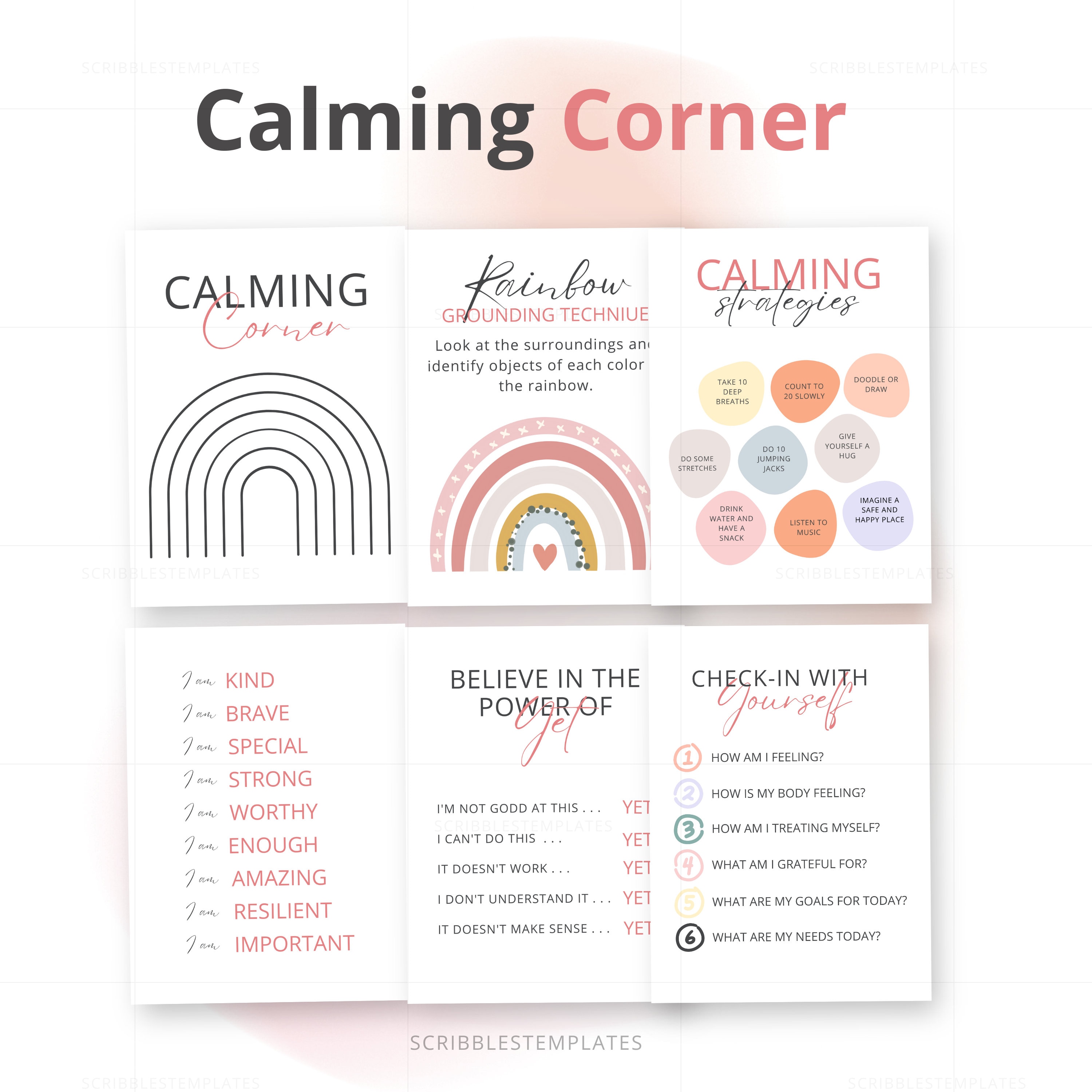 22 Calm Down Corner Posters Sign Kit ,calming Corner Classroom ...