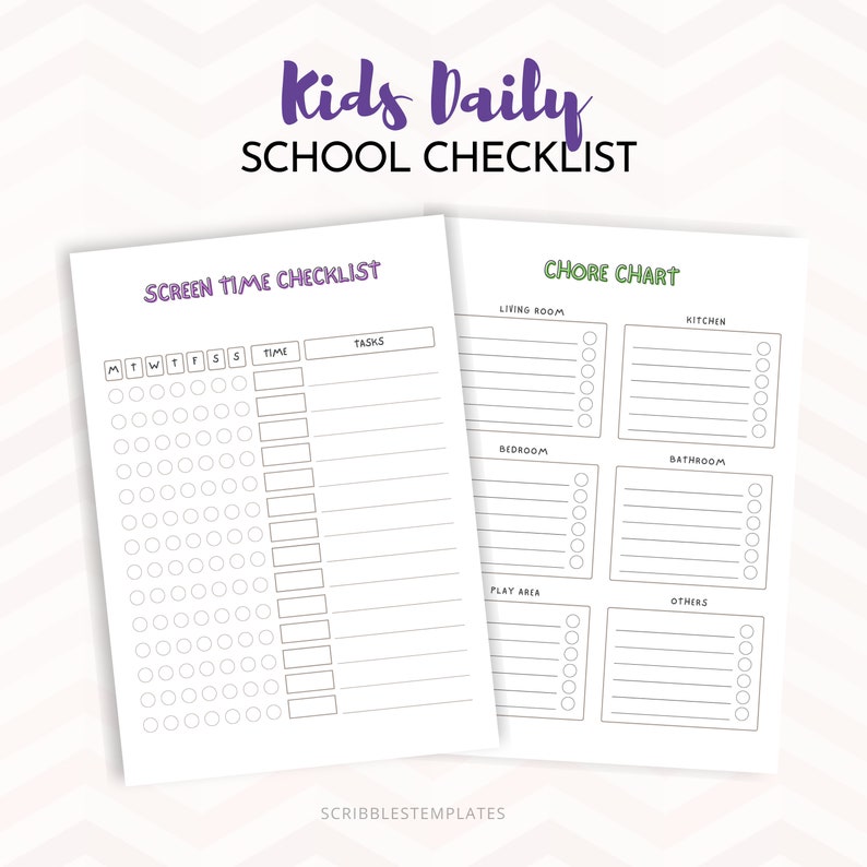 Daily Checklist Chore Chart Kids, School Routine, Daily Routine ...