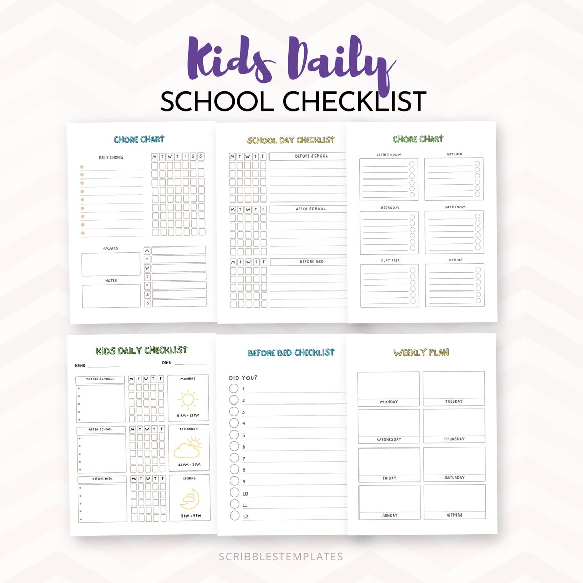 Daily Checklist Chore Chart Kids, School Routine, Daily Routine ...
