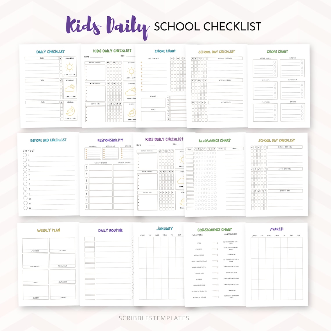 Daily Checklist Chore Chart Kids, School Routine, Daily Routine ...