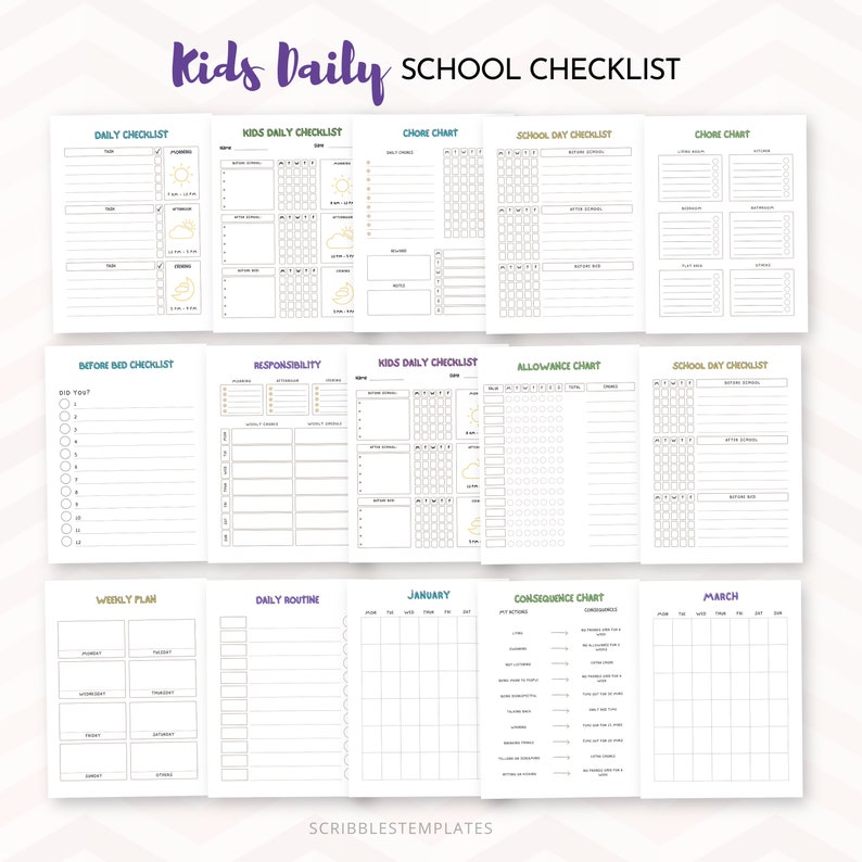 Daily Checklist Chore Chart Kids, School Routine, Daily Routine ...