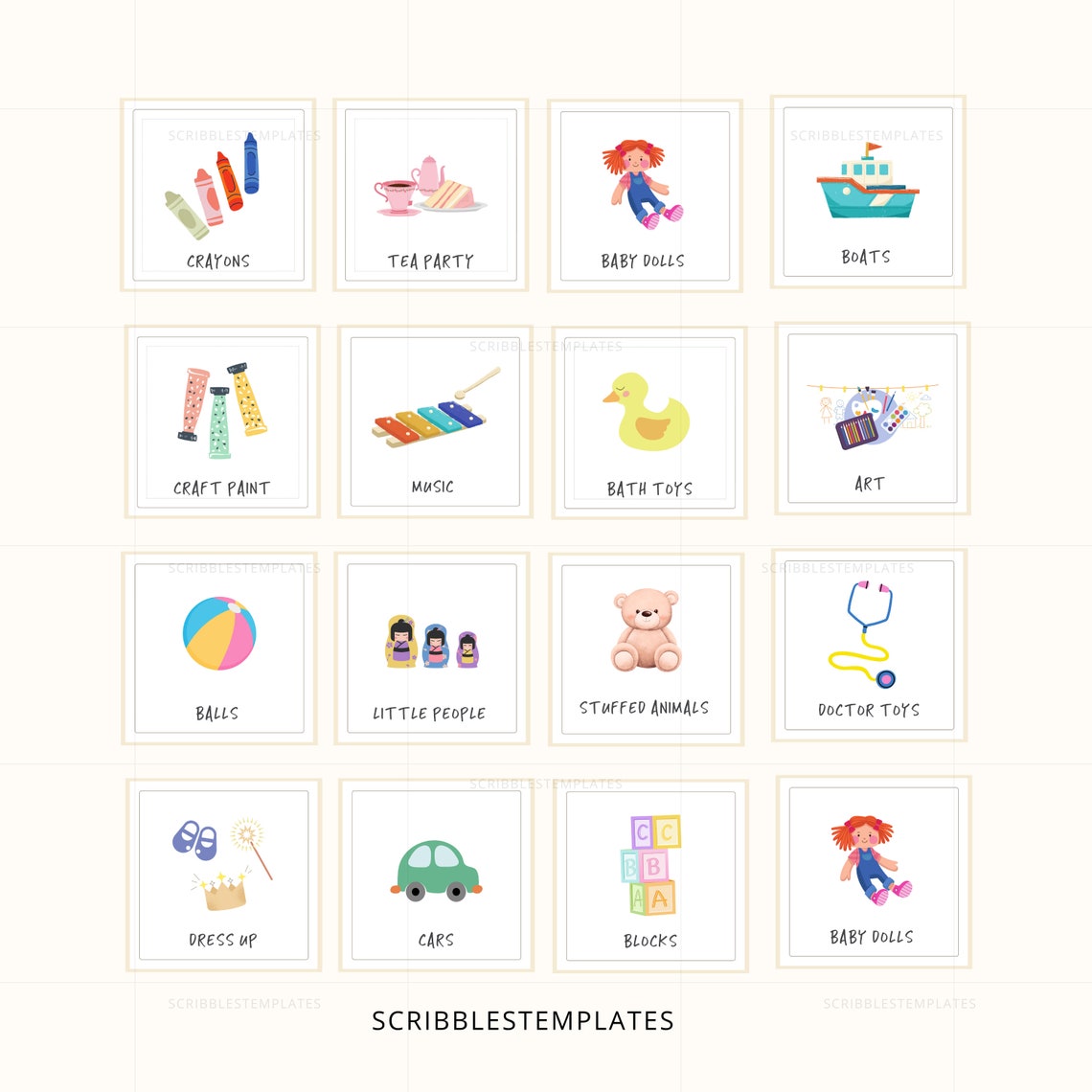 Printable Toy Bin Storage Labels, Homeschool Pre-k Classroom Playroom ...