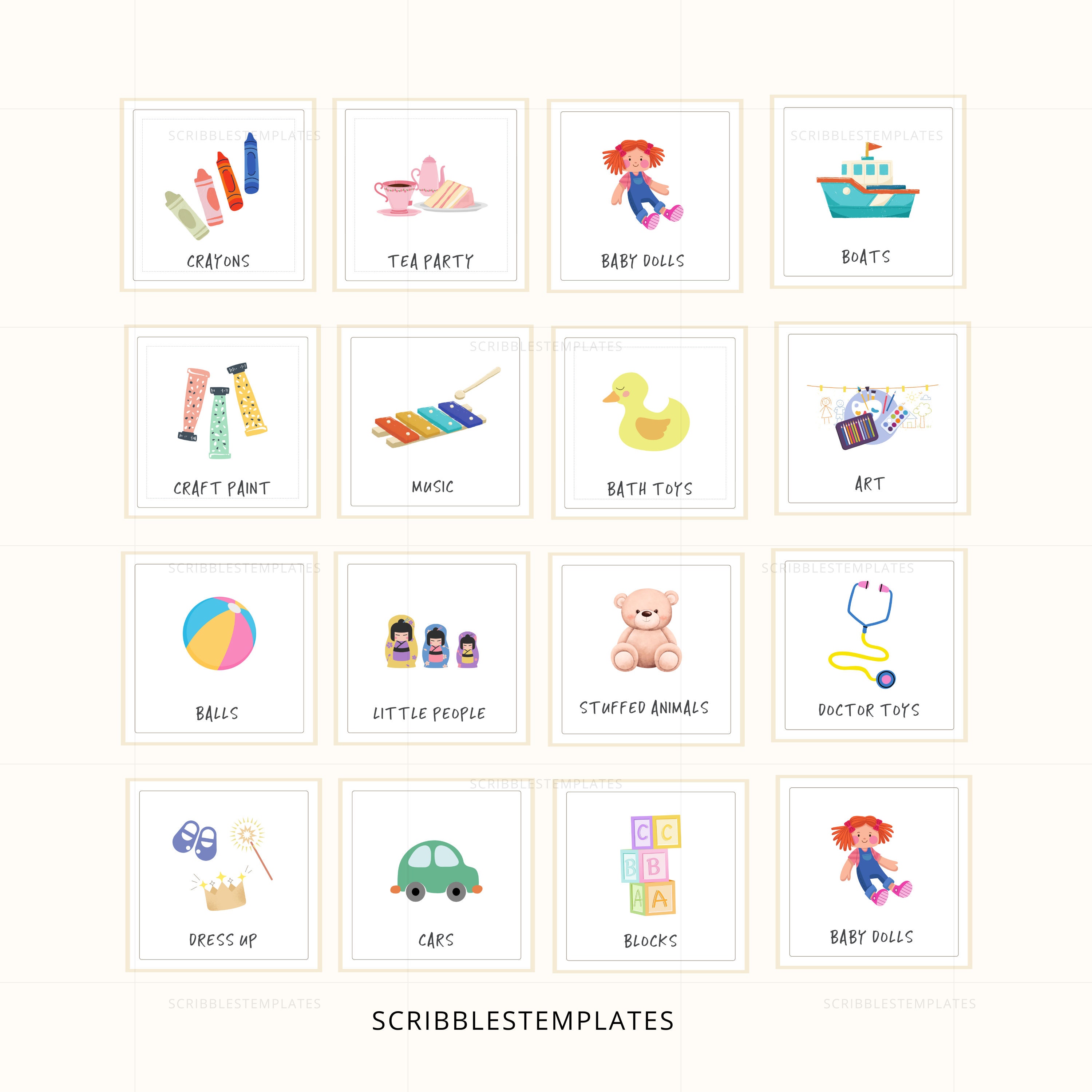 Printable Toy Bin Storage Labels, Homeschool Pre-k Classroom Playroom ...