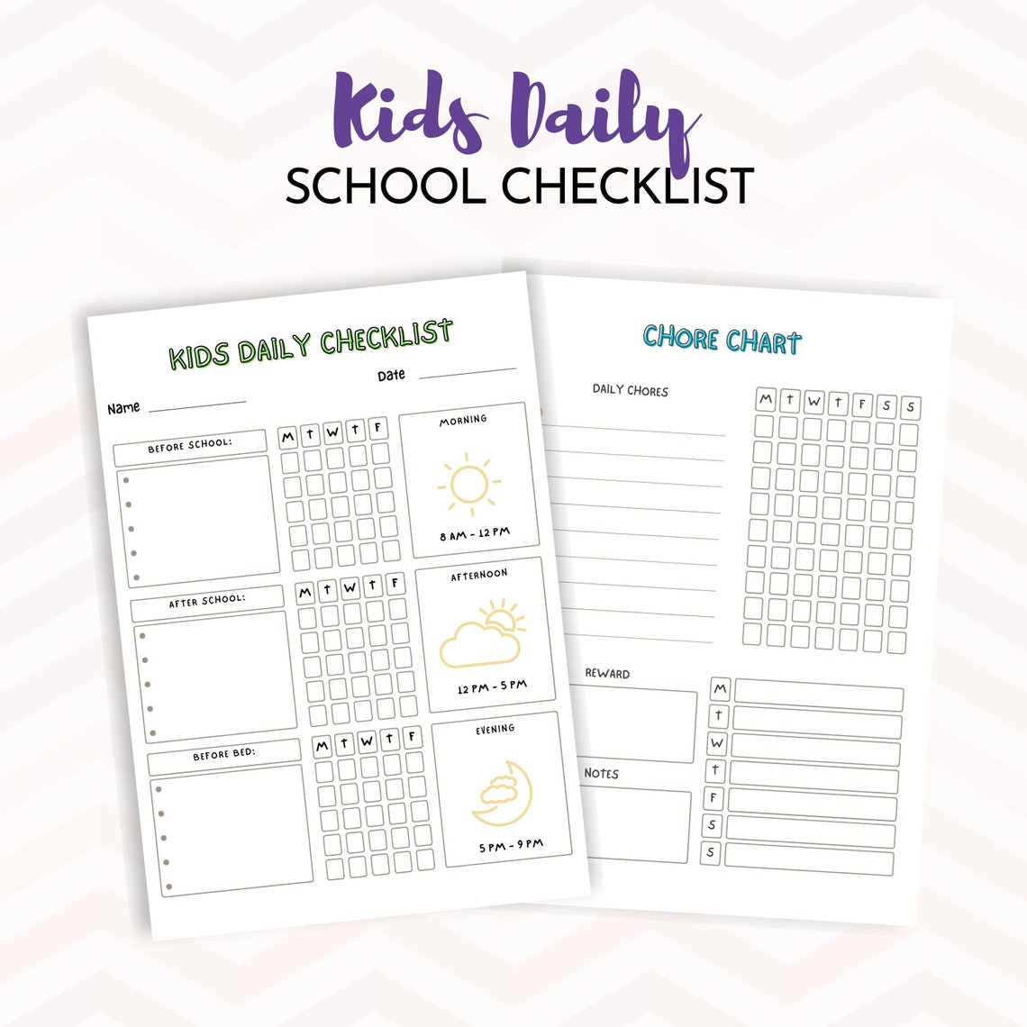 Daily Checklist Chore Chart Kids, School Routine, Daily Routine ...