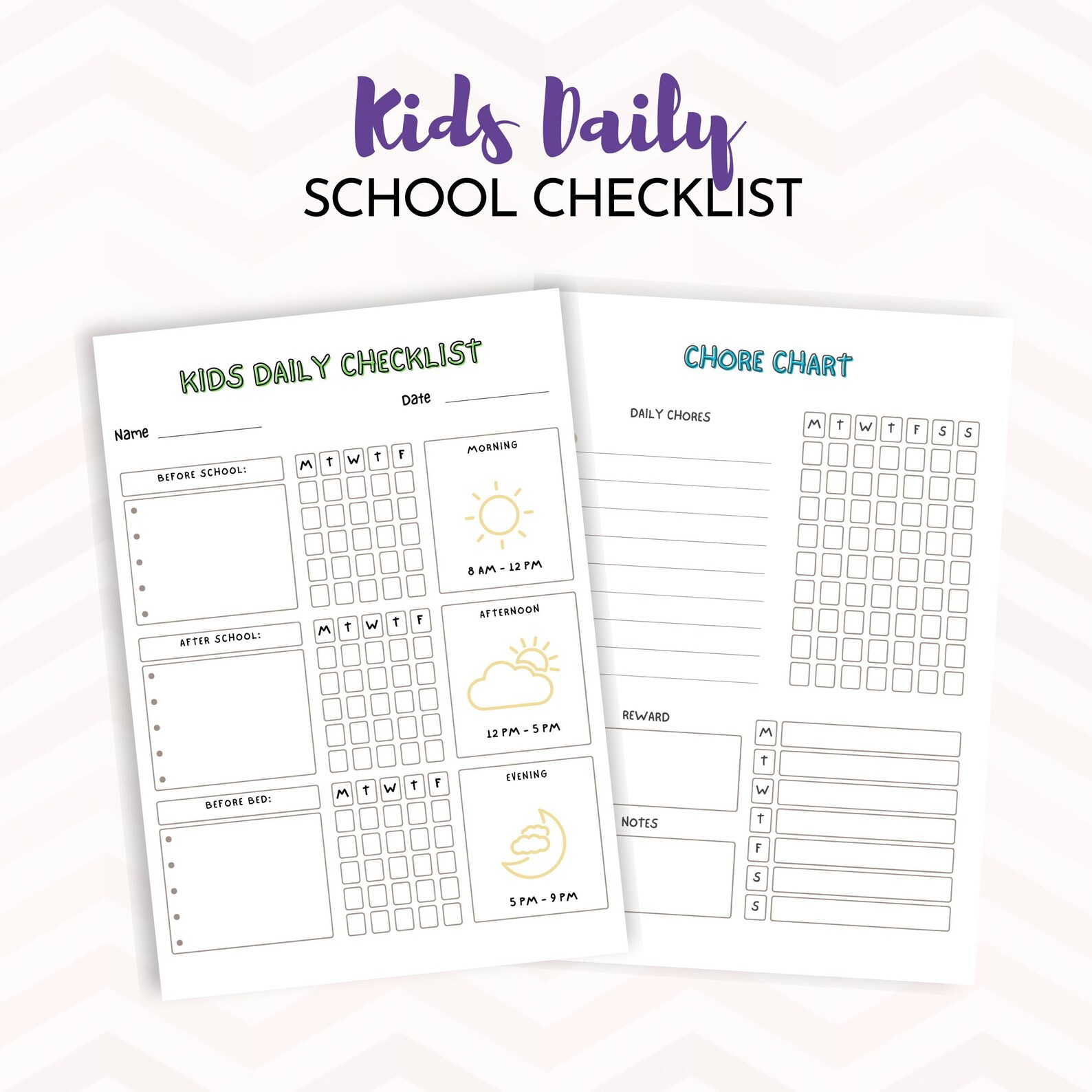 Daily Checklist Chore Chart Kids, School Routine, Daily Routine ...
