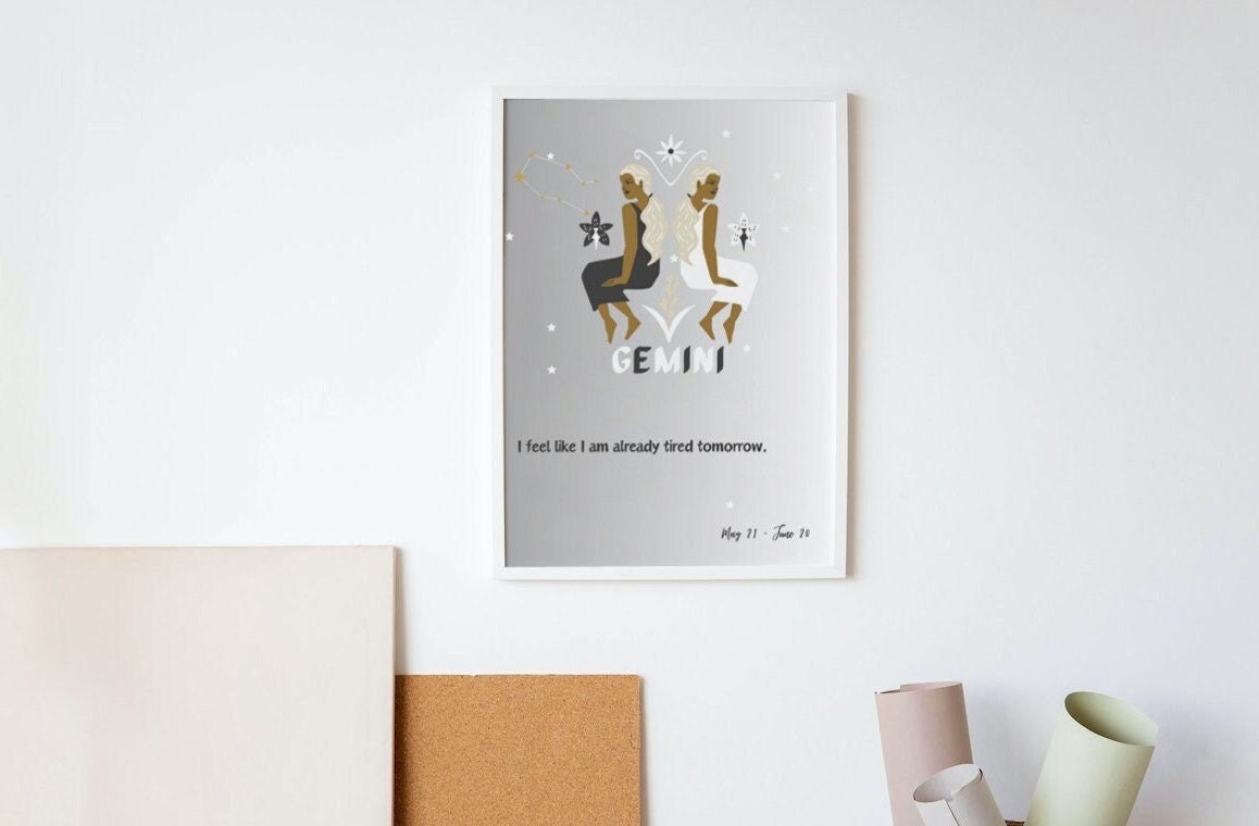 Gemini Wall Art Zodiac Poster Printable Gemini Art Gemini - Etsy