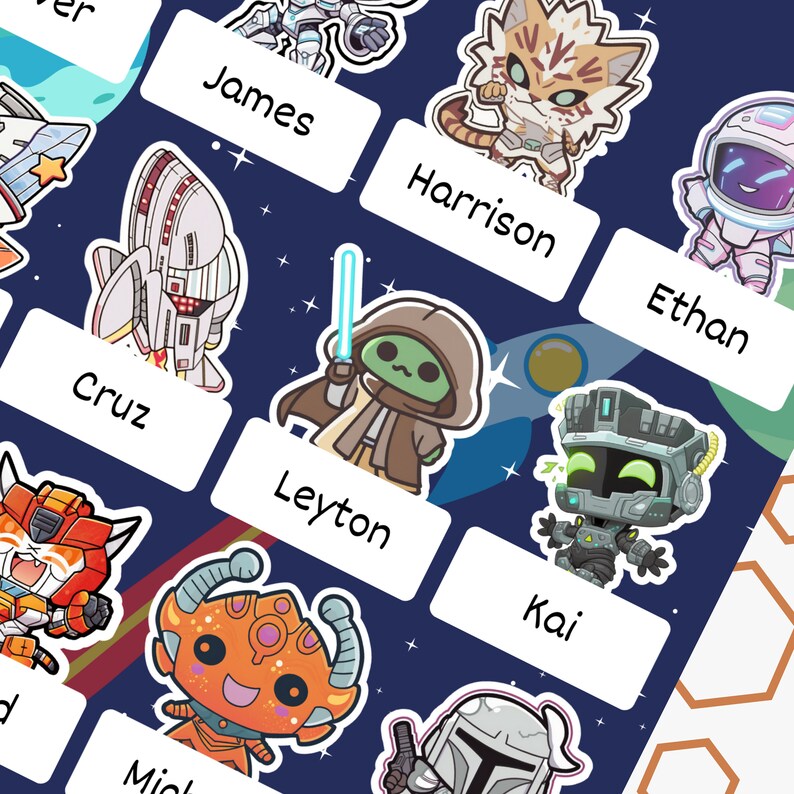 24 Personalized Kids Space Themed Iron-on Labels | Name Tags | Clothing ...