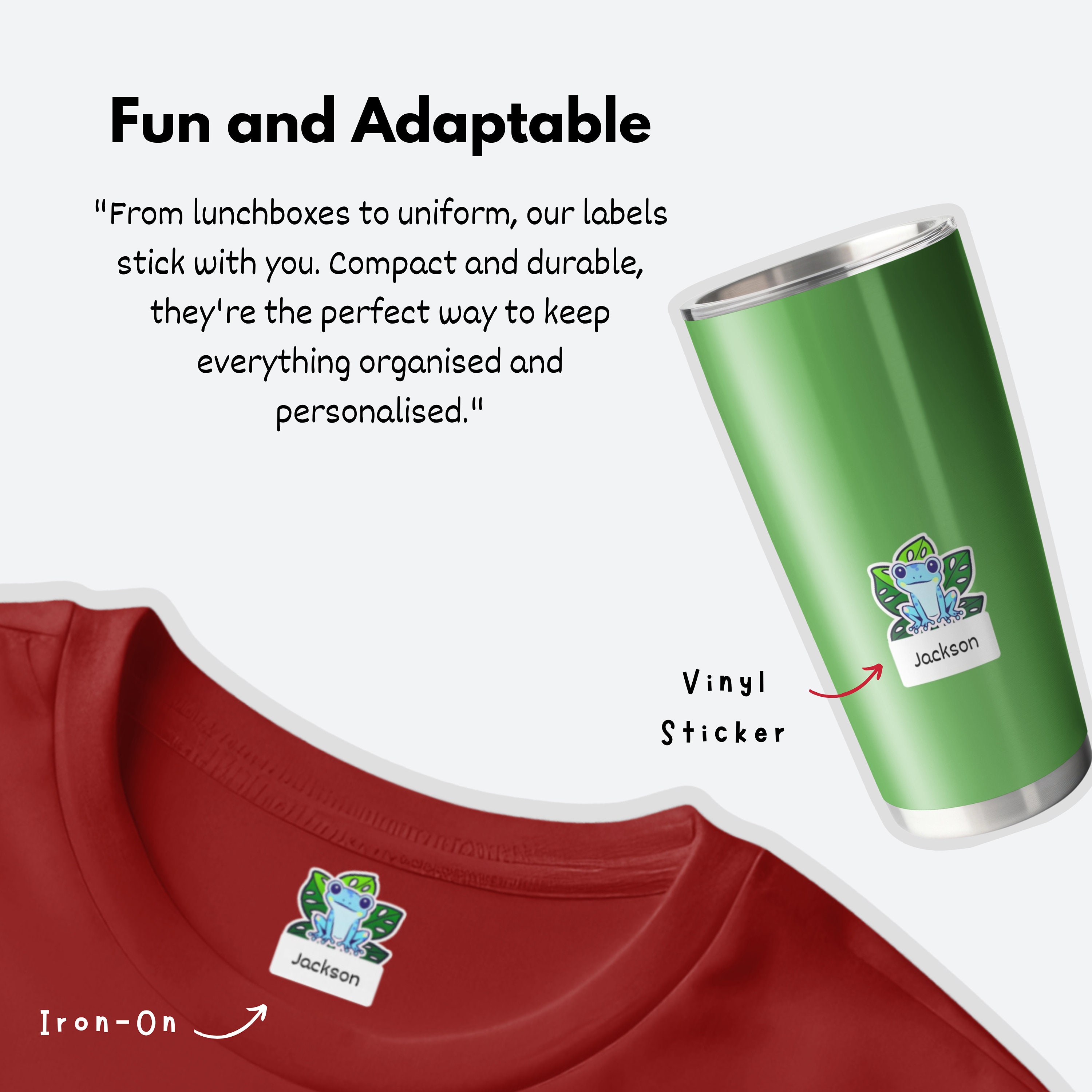 24 Personalized Kids Animal Jungle Theme Iron-on Labels | Name Tags ...