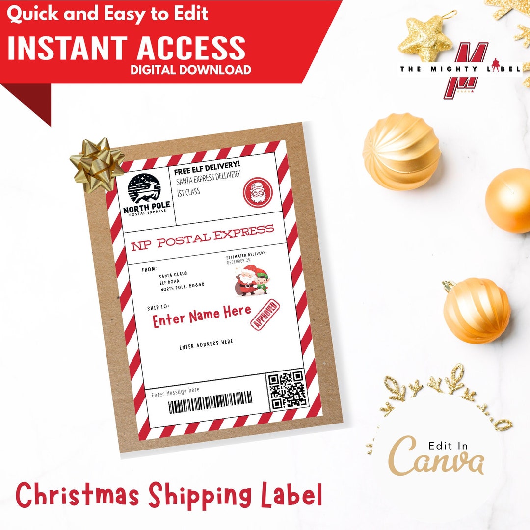 Festive Christmas Shipping Labels Christmas Special Delivery Shipping ...