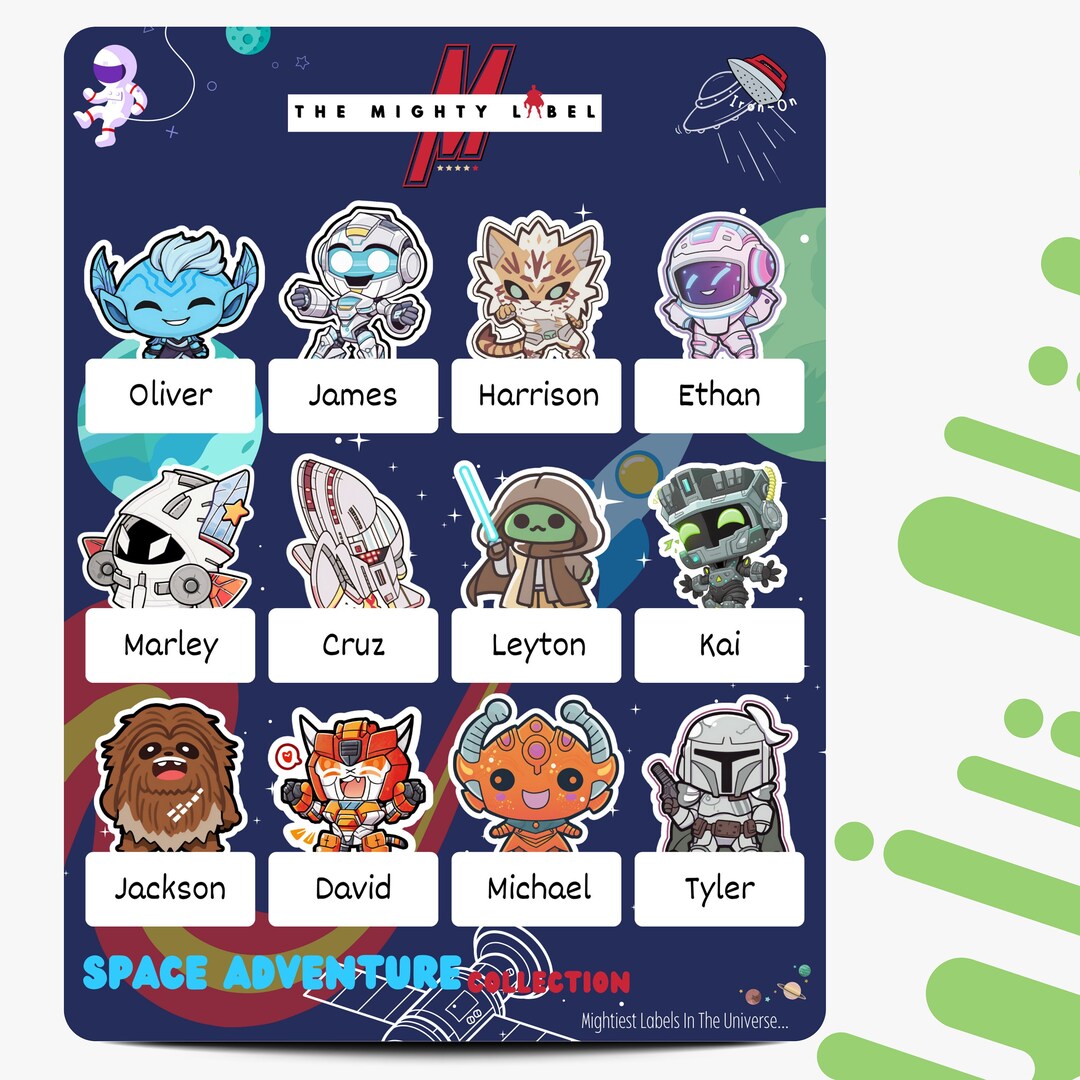 24 Personalized Kids Space Themed Iron-on Labels | Name Tags | Clothing ...