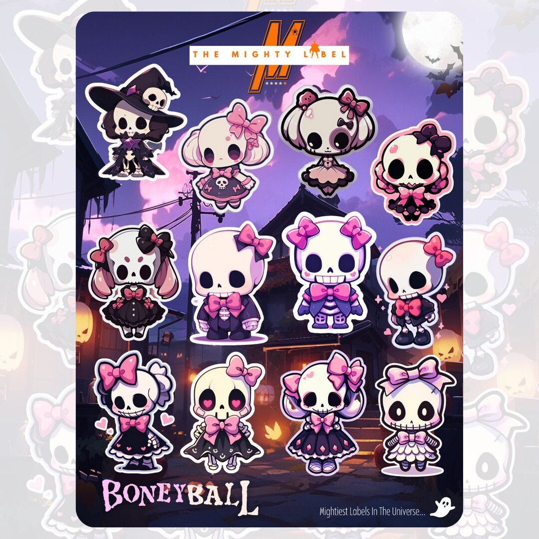 Chibi Skeleton Halloween Sticker Party: Get Spooky With 12 or - Etsy