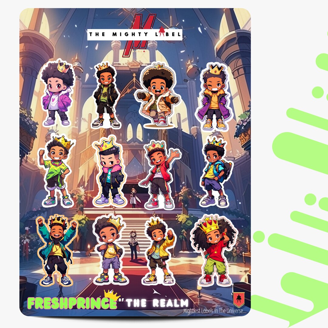 Fresh Prince Sticker Sheet Black Boy - Cute Tiny Sticker Pack - Vinyl ...