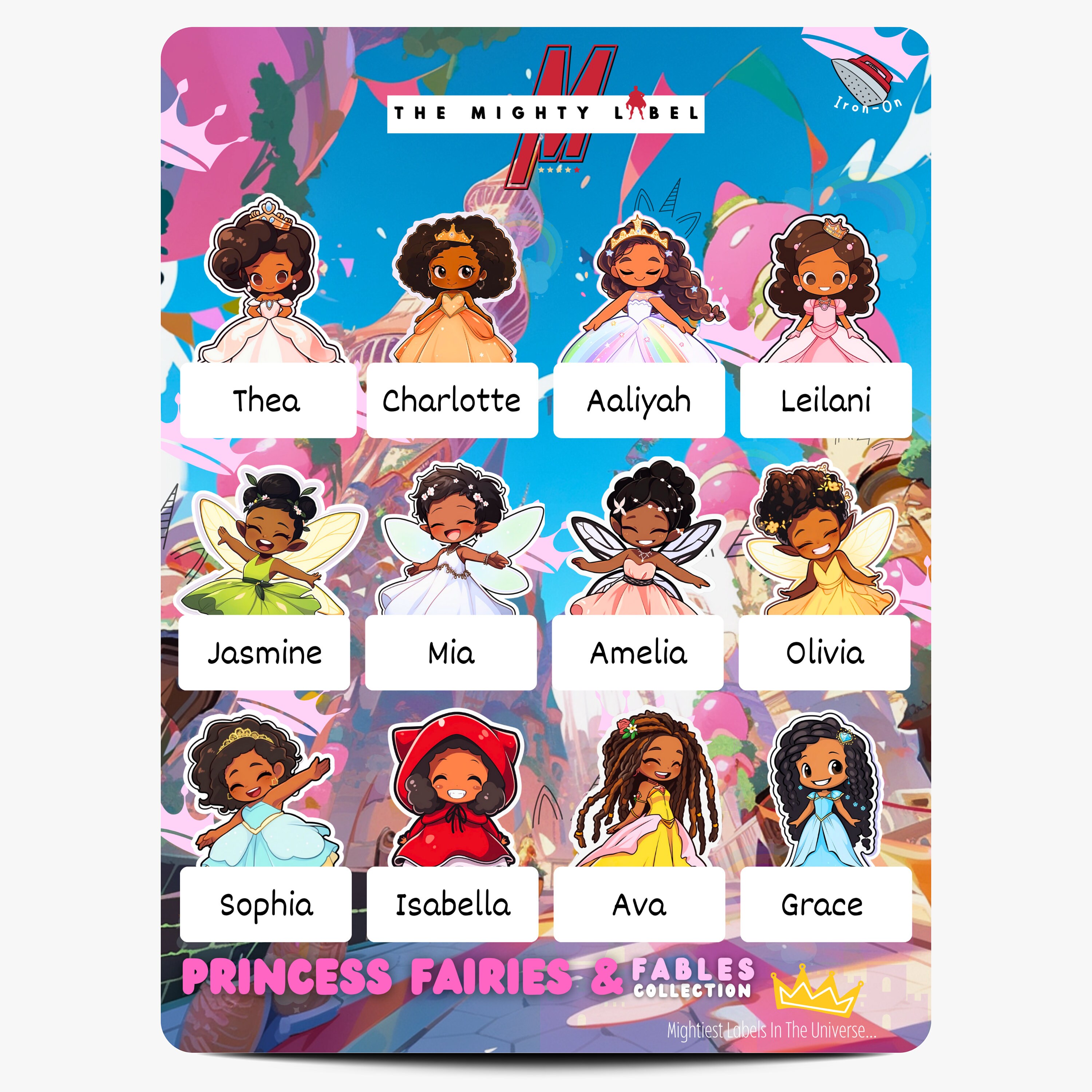 24 Personalized Kids | Princess Theme | Iron-on Labels | Name Tags ...