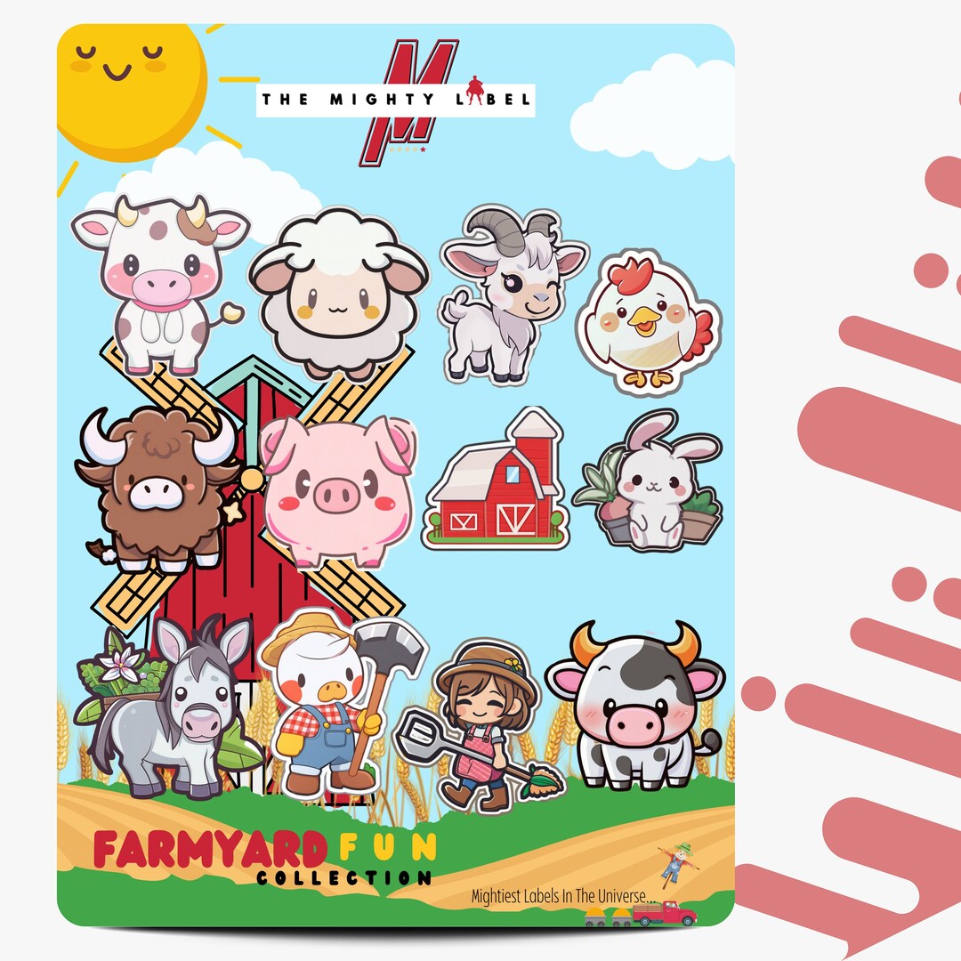 Farm Theme Animal Sticker Sheet - Cute Tiny Sticker Pack - Vinyl ...