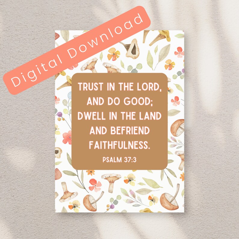 Bible Verse Printable Art, Psalm 37:3, Scripture Print, Digital ...