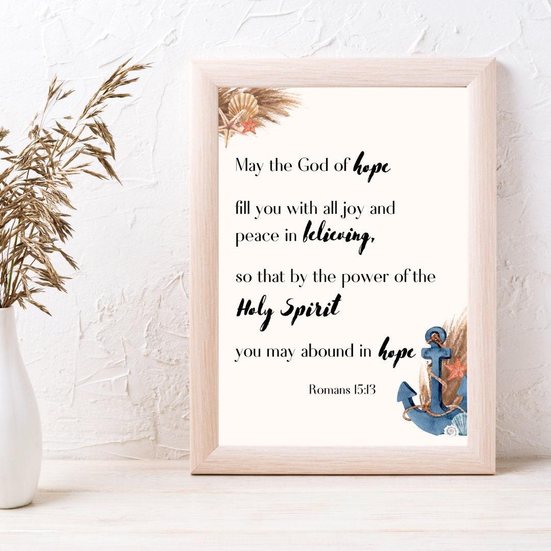 Bible Verse Printable Art, Romans 15:13, Nautical Print, Scripture ...