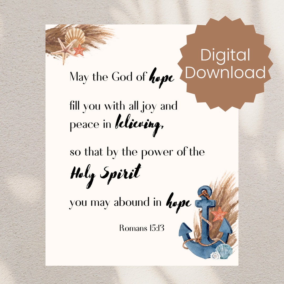 Bible Verse Printable Art, Romans 15:13, Nautical Print, Scripture ...