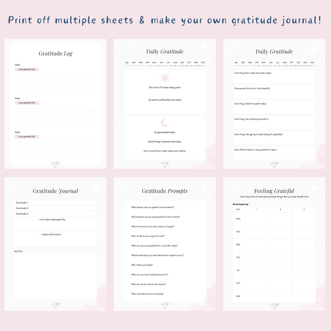 Daily Gratitude Worksheets, Wellbeing, Mindset, Daily Reflection, Self ...