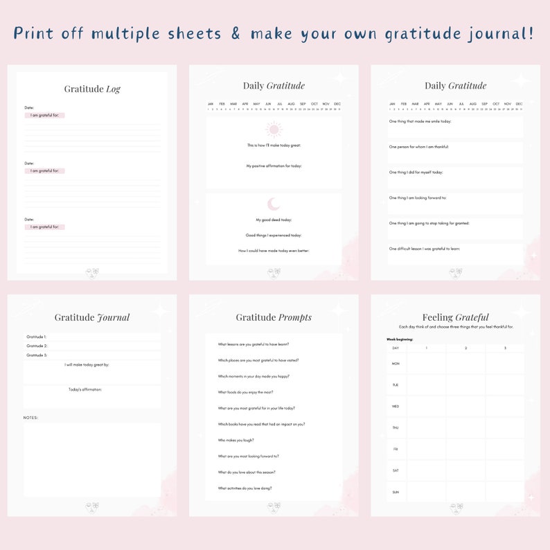 Daily Gratitude Worksheets, Wellbeing, Mindset, Daily Reflection, Self ...