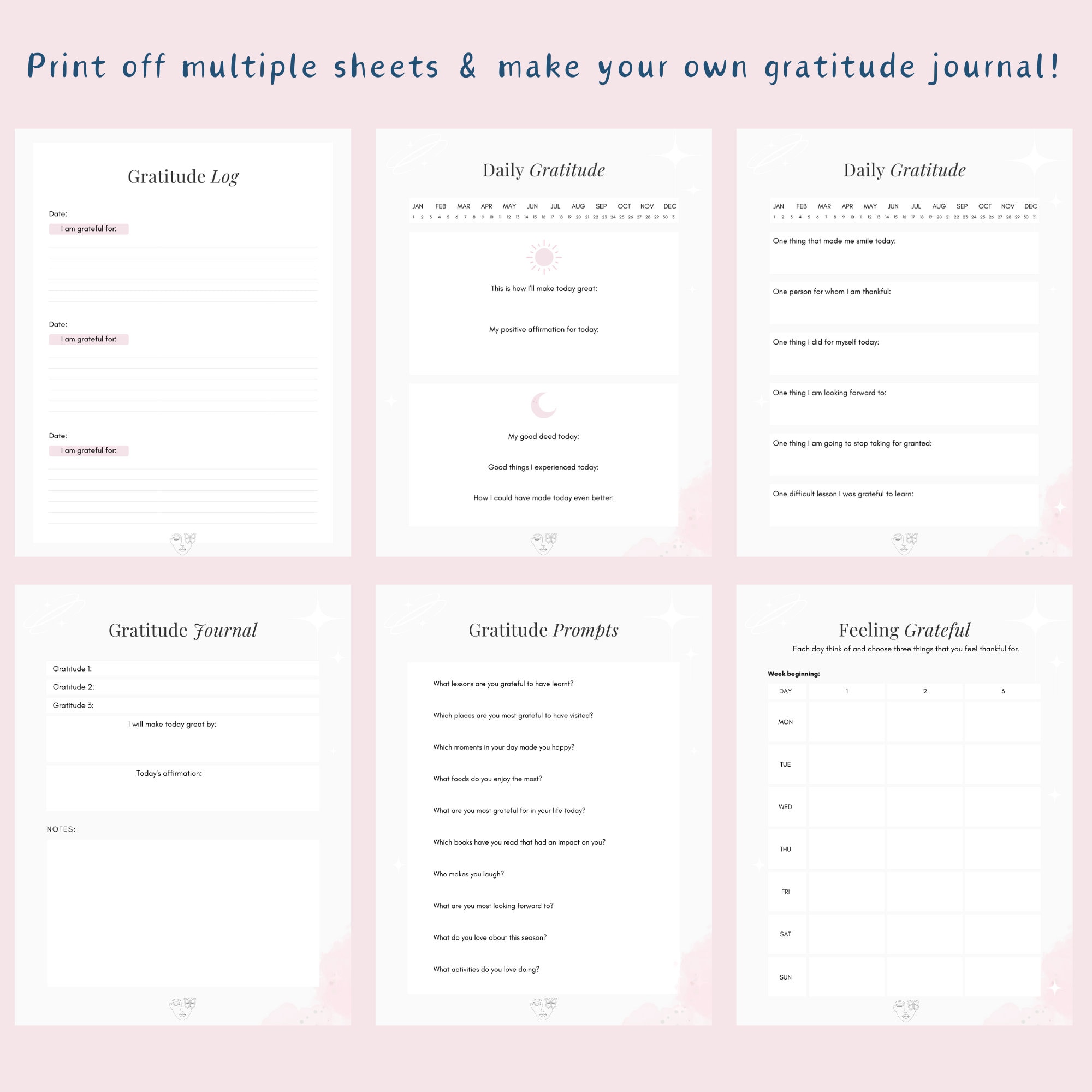 Daily Gratitude Worksheets, Wellbeing, Mindset, Daily Reflection, Self ...