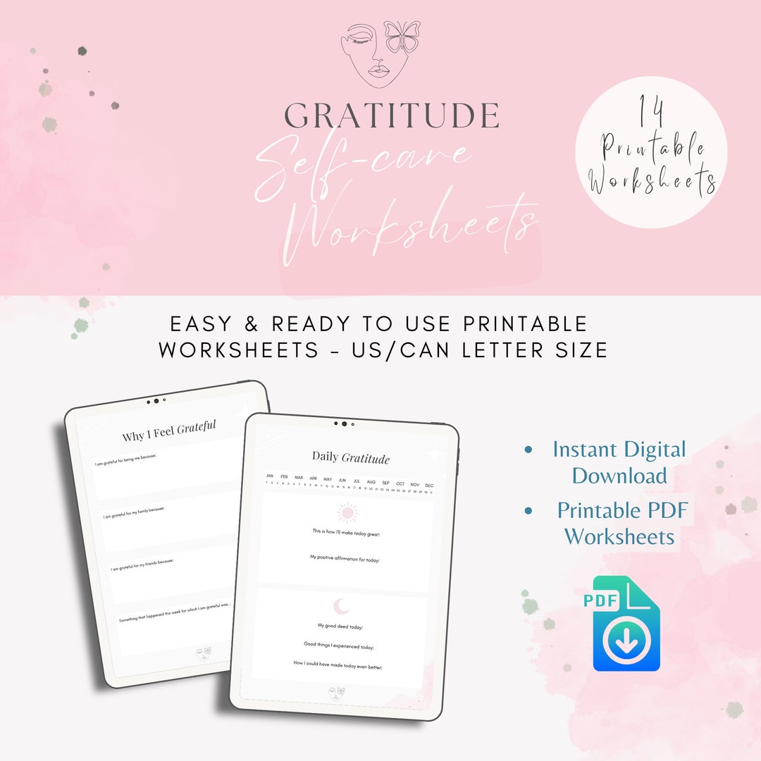 Daily Gratitude Worksheets Wellbeing Mindset Daily - Etsy