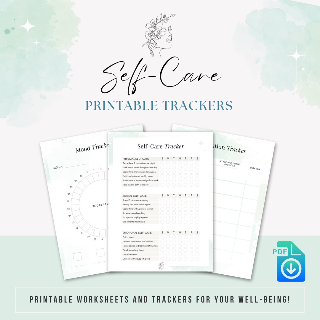 Self-care Printable Trackers, Self-care Planners, Digital Printable PDF ...