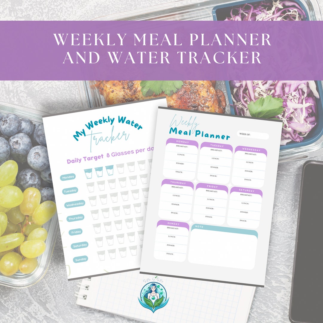 Simple Printable Weekly Meal Planner and Water Tracker, Meal Tracker ...