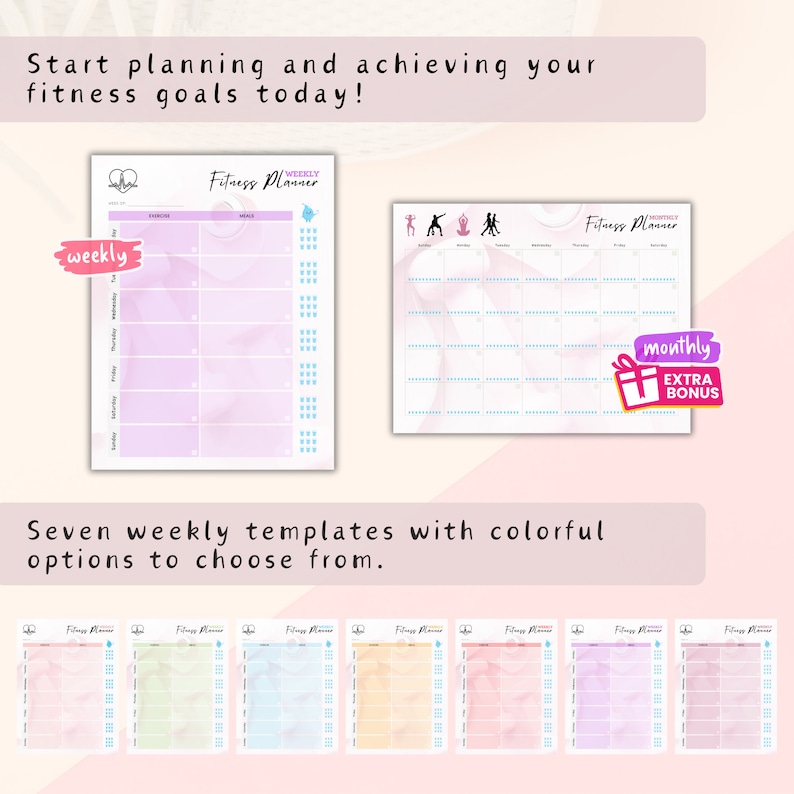 Weekly Fitness Planners, Exercise Planners, Meal Planners, Water Intake ...