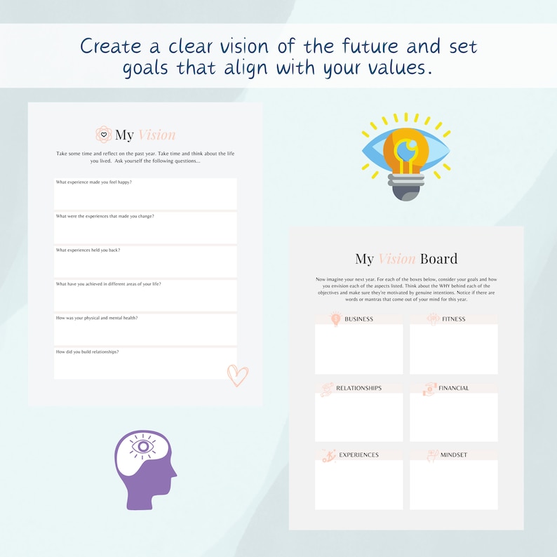 Printable Values and Vision Worksheets! - Etsy
