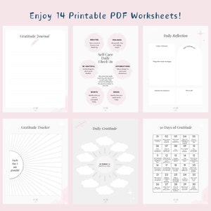 Daily Gratitude Worksheets, Wellbeing, Mindset, Daily Reflection, Self ...
