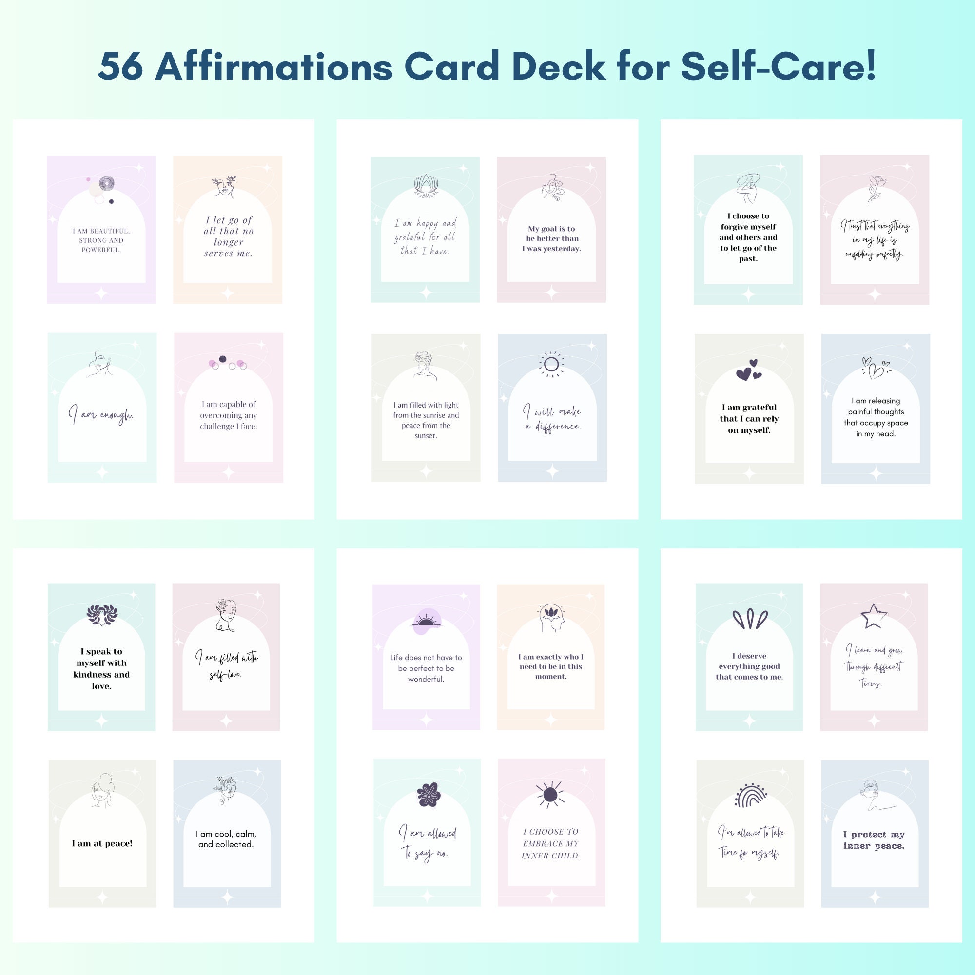 Self-care Affirmations Card Deck, Affirmation Cards for Self-love ...