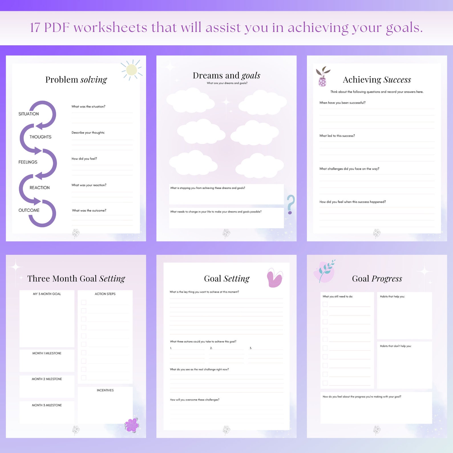 Self-care Easy to Use Goal Setting Printable Worksheets - Etsy