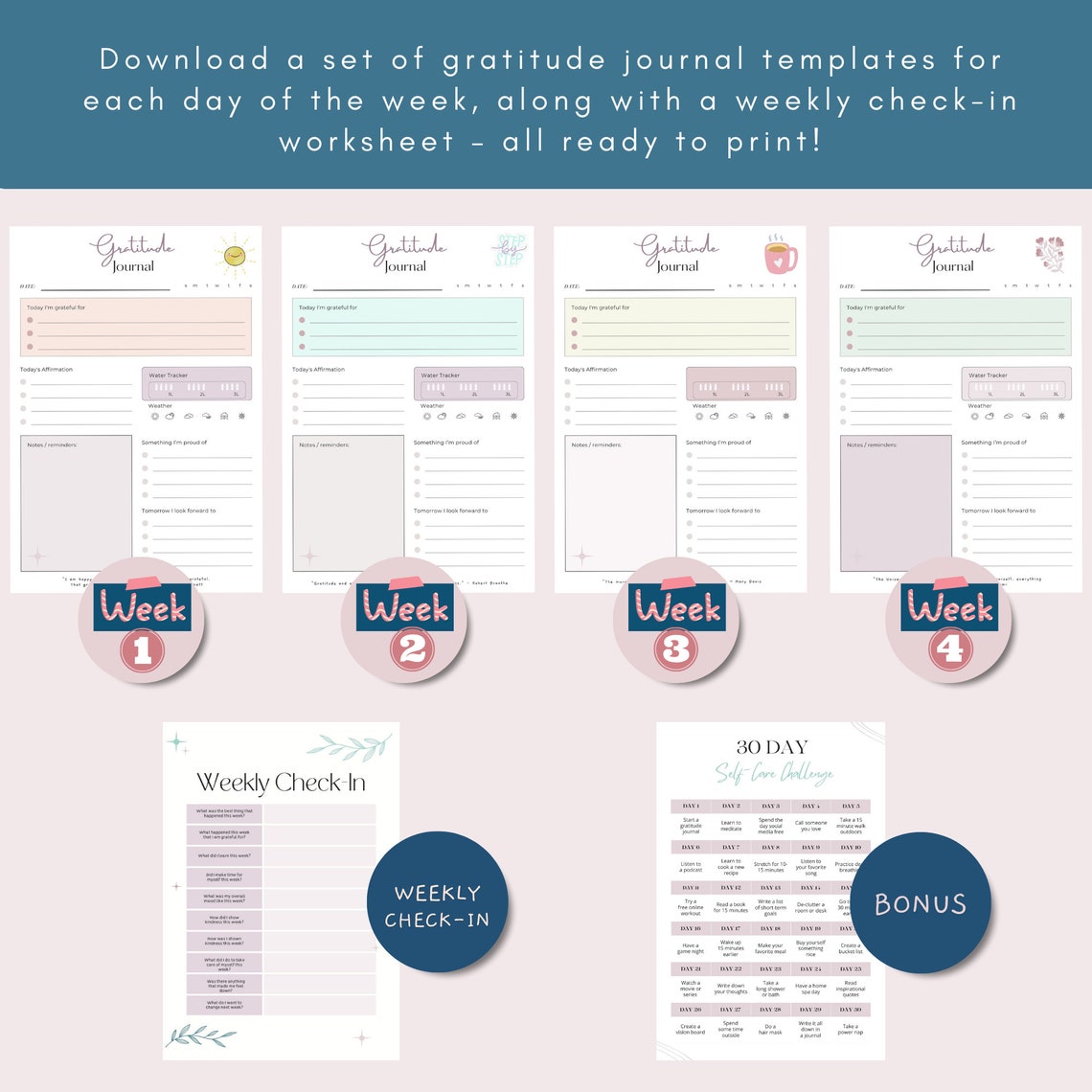The 28 Days of Gratitude Journal Gratitude Templates Micro - Etsy Canada
