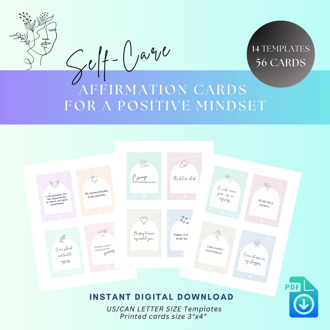 Self-care Affirmations Card Deck, Affirmation Cards for Self-love ...