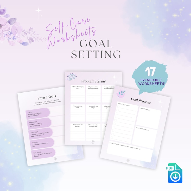 Self-care Easy to Use Goal Setting Printable Worksheets - Etsy