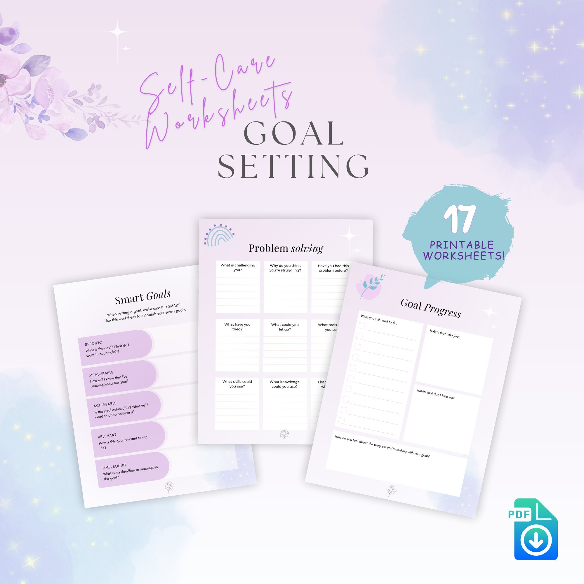 Self-care Easy to Use Goal Setting Printable Worksheets - Etsy