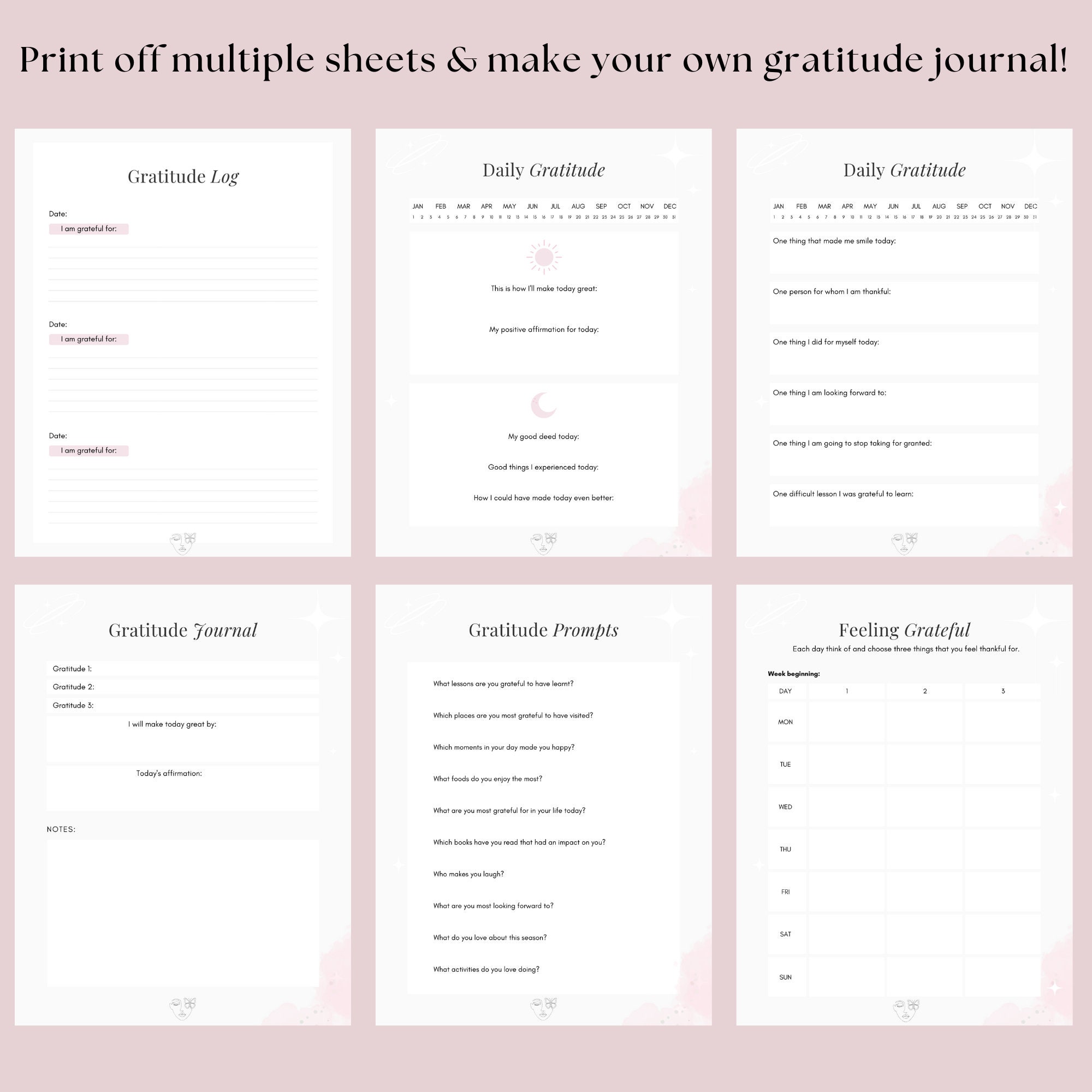 Daily Gratitude Worksheets Wellbeing Mindset Daily - Etsy
