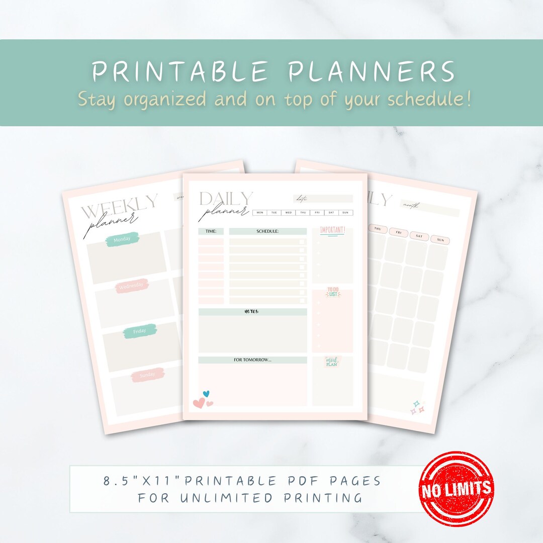 Daily, Weekly and Monthly Printable Planners to Keep Your Life ...